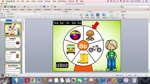 Ruleta de Sílabas en PowerPoint | Letra B | Lectura Inicial by Sra Tatiana