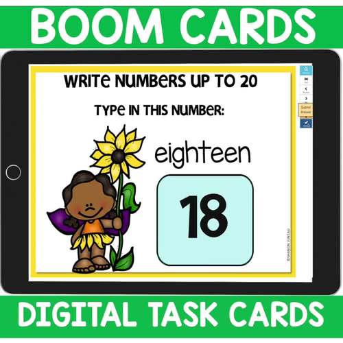 Number words up to 20 Boom Cards K.CC.A.3 No Prep Kindergarten Math Centers