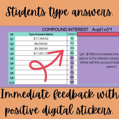 Calculating Simple & Compound Interest Digital Activities | Self-Checking