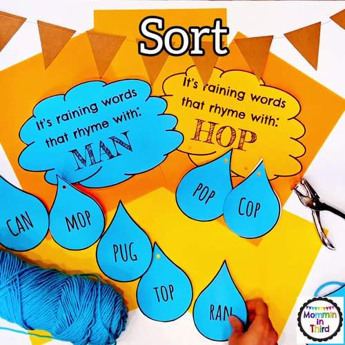 CVC Rhyming Words Activity - Spring "It's Raining" Craft - Word ...