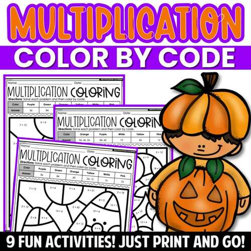 Halloween Math Multiplication Color By Code Activities 3rd 4th, Color ...