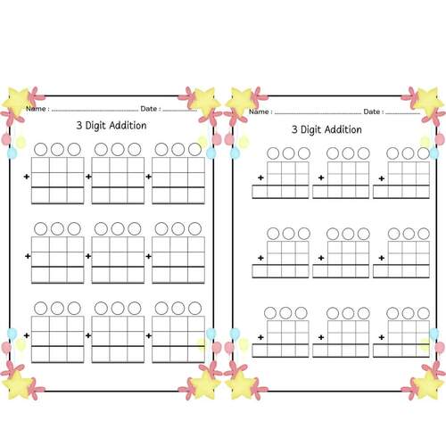 Regrouping Template for 2 and 3 digit Addition or Subtraction Theme ...