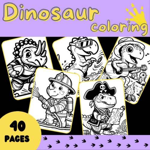 Coloring/Printable Dino Delight Playful Prehistoric Coloring Pages by AZURY