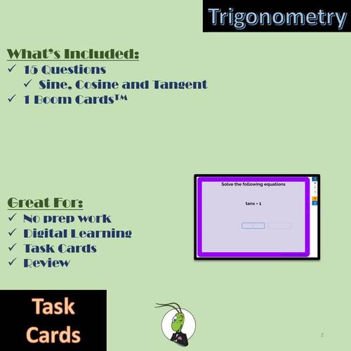 Solving Trigonometry Equations Boom Digital Task Cards | TPT