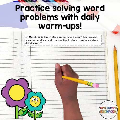 SPRING 1st Grade Daily Addition & Subtraction Word Problem Warm-Ups