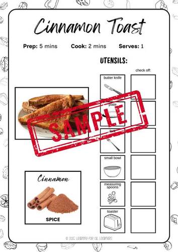 Special Education - Cinnamon Toast Visual Recipe by Learning 4 all Learners
