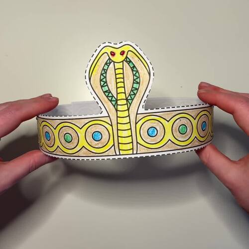 Cleopatra Paper Crown Headband Printable Ancient Egypt Coloring Craft ...