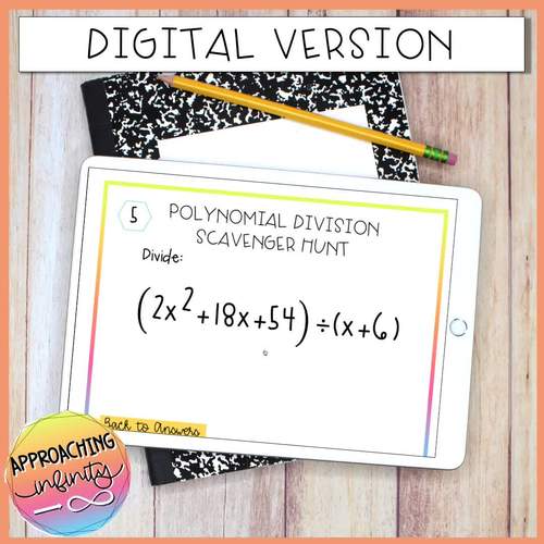 Polynomial Division Digital and Printable Scavenger Hunt | TPT