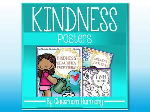 Kindness Posters in Color and B/W, SEL and Character Education | TPT