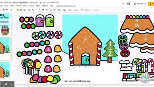 Christmas and Winter Math Craft Equivalent Fractions PAPER AND DIGITAL