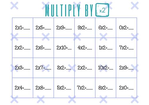 QUIZ Multiply 2 3 4 5 6 7 8 9 Math Fact Fluency Grade Rainbow Memorize May