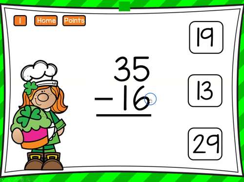 Two Digit Subtraction with Regrouping St. Patricks Day fun for Google ...