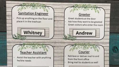 Farmhouse Style Classroom Jobs (EDITABLE) by Whitney Sparks | TPT