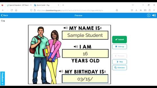 Special Education - IEP Transition Plan Survey - Career Survey - Boom Cards