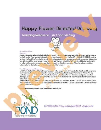 Happy Flower Directed Drawing by From the Pond | TPT