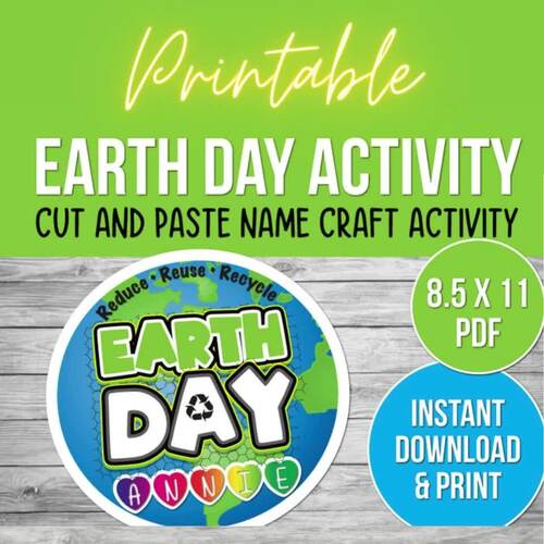 Earth Day Craft, Earth Day Cut and Paste Printable PDF by Just For Me ...