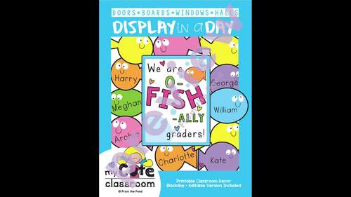 Fish-Themed Classroom Door Display and Bulletin Board Set | Editable Decor