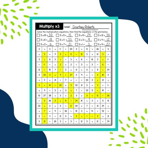 Multiplication Practice x3 Worksheets, Task Cards & Easel Activity ...