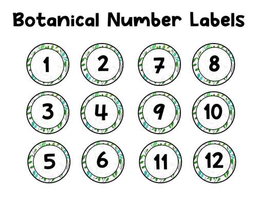 Printable Botanical Number Labels, Plant Based Number Labels, Locker ...