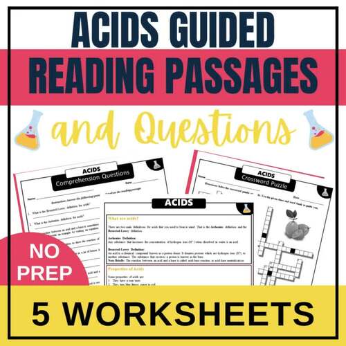 Acids Reading Comprehension Passage & Questions| Chemistry Sub Plans ...