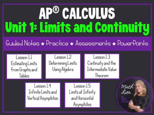 Limits and Continuity Calculus Lessons - Unit 1 Bundle by Math Lion