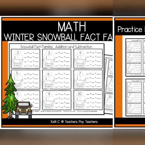 Addition and Subtraction Fact Families to 20 | Winter Math | Snow by ...