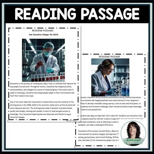 Innovation Reading Comprehension | SEL | Wordsearch Crossword Print Digital