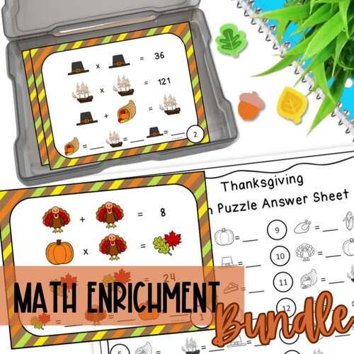 Thanksgiving Logic Puzzle Math Enrichment Task Card Activity Bundle