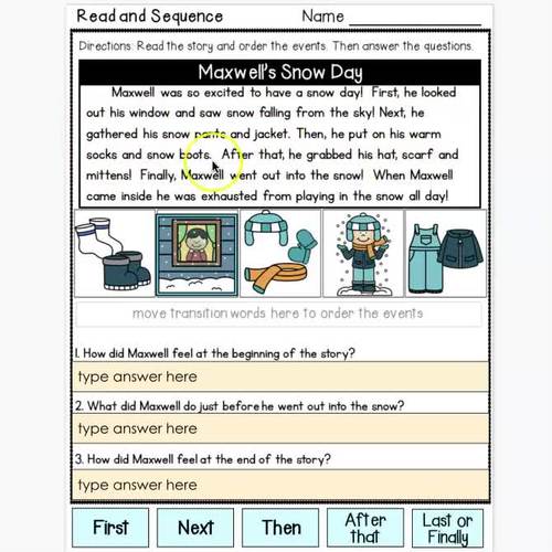 Sequence of Events Winter Reading Passages - Printable Digital Google ...