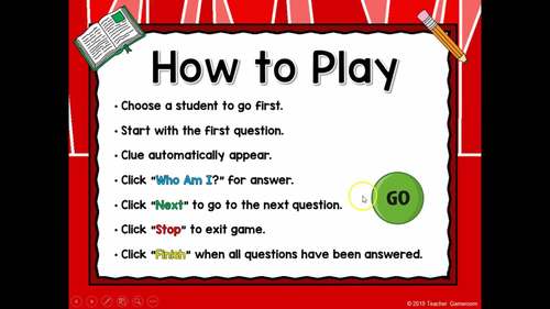 R-Controlled Vowels (Bossy R) -AR Words Who Am I Powerpoint Game