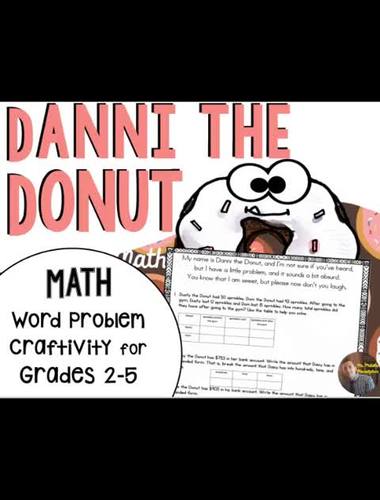 Donut Themed Multi-Step Word Problem Math Craft Activity | Grades 2 - 5