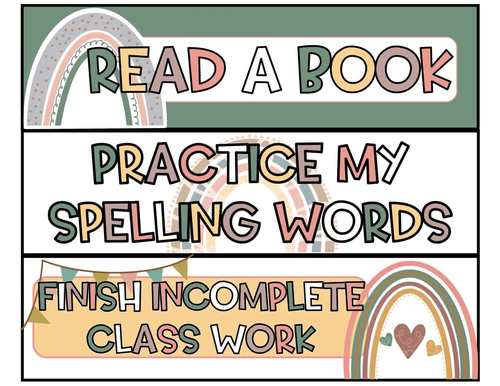 When I'm done Chart | Early Finishers | Boho Rainbow Classroom Decor Theme