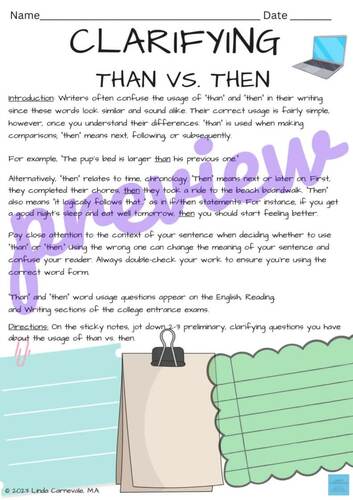 Commonly Confused Words: Than, Then, There, Their, They're ELA 6-9th ...