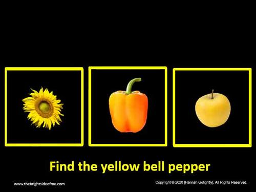 CVI Identify Yellow Items. Book 3- CVI, LowVision, Multiple Disabled ...