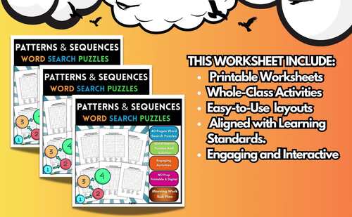 Fun Patterns And Sequences Word Search Activities Morning Work 4th,5th ...