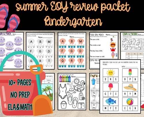 Ready for 1st Grade Kinder Review Worksheets | Summer Bridge Packet ...