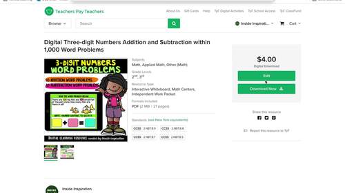 Digital Three-digit Numbers Addition and Subtraction within 1,000 Word ...