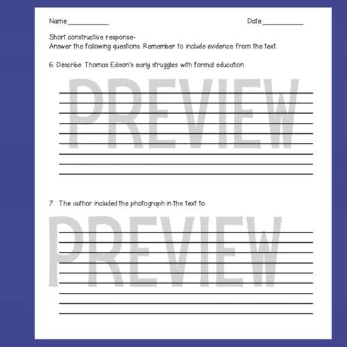 Scientist Thomas Edison-Biography- Reading Passage & Reading Comprehension