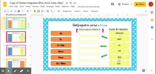 Irregular French verbs ALLER ÊTRE FAIRE AVOIR Present tense Digital ...