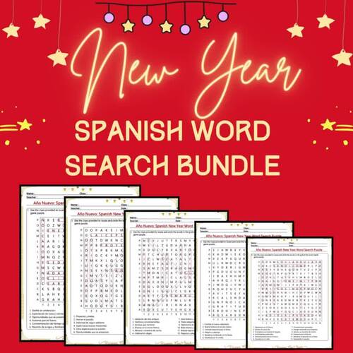 Año Nuevo: Spanish New Year Word Search Huge Vocabulary Puzzles Sopa de ...