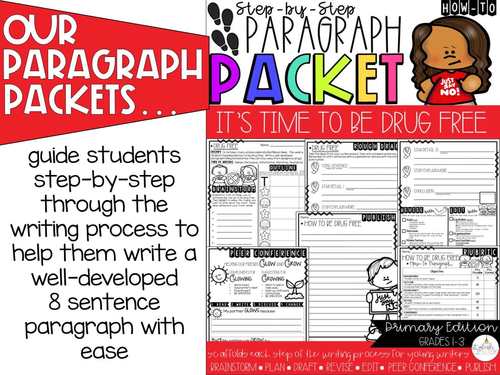 It's Time to Be Drug Free | Step by Step Paragraph Packet | Red Ribbon Week