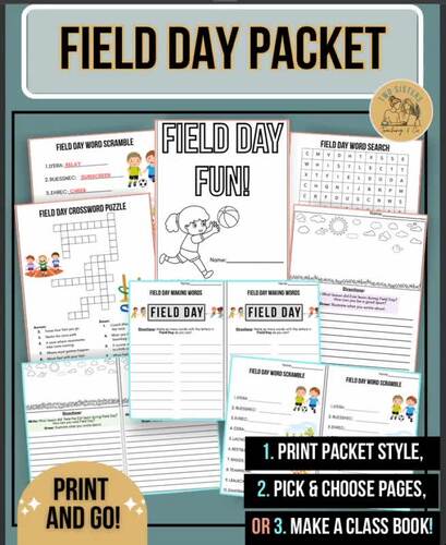 Field Day Packet, Field Day coloring sheet, Field Day word search 1st ...