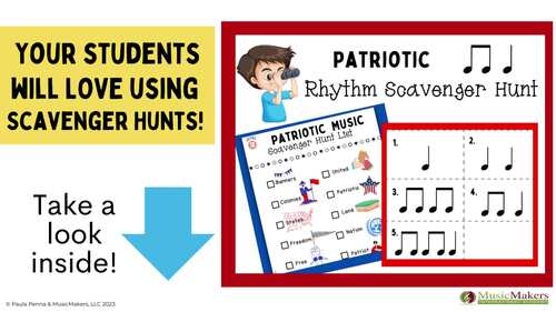 Patriotic Rhythm Game -Scavenger Hunt For the Elementary Music Classroom