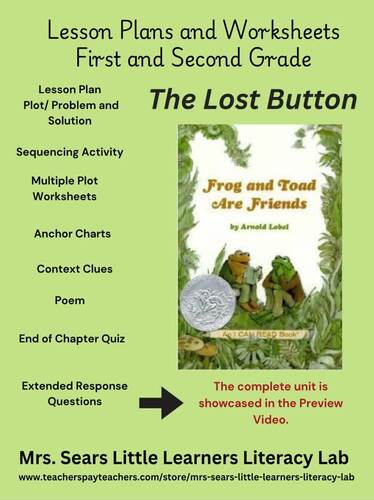 Frog and Toad Are Friends "The Lost Button Book" Companion | Reading