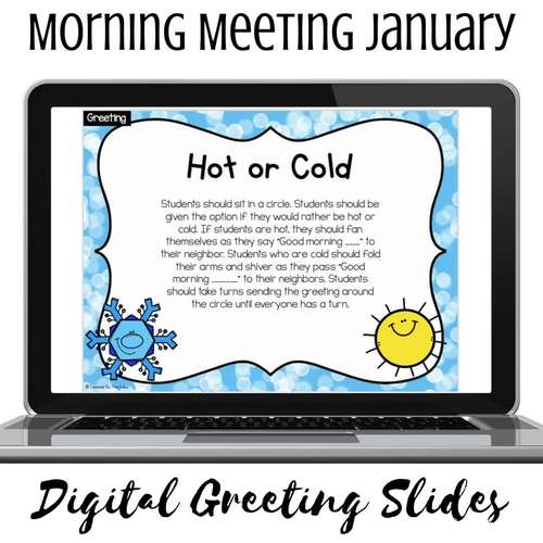 Morning Meeting Greetings Digital Slides- January Winter | TPT