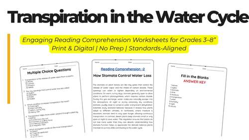 Transpiration in the Water Cycle | Science Reading Comprehension ...