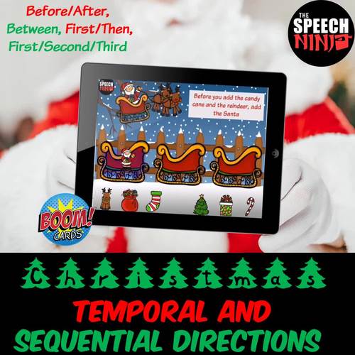 Christmas Temporal and Sequential Directions Boom Cards with Audio