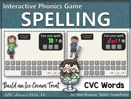 CVC Spelling Game Short Vowels Interactive Game {Build an Ice Cream Treat}