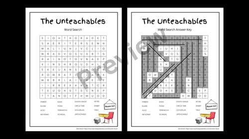 Crossword Puzzle and Word Search for The Unteachables by So Novel