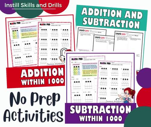 Add and Subtract 3 Digit Guided Practice and Word Problems Worksheets ...